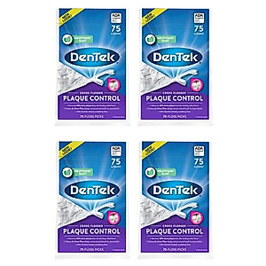 DenTek Cross Flosser Plaque Control Floss Picks, X-Shaped Floss, 75 Count, (Pack of 4)