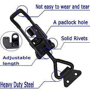 4Pack Heavy Duty Toggle Latch Clamp, 1320lbs 4003 Latch-Style Toggle Clamp with Lock Hook, Pull Action Latch with Catch Plate, Metal Quick Release Draw Latch for Trunk Jig Smoker Door Tool Boxes