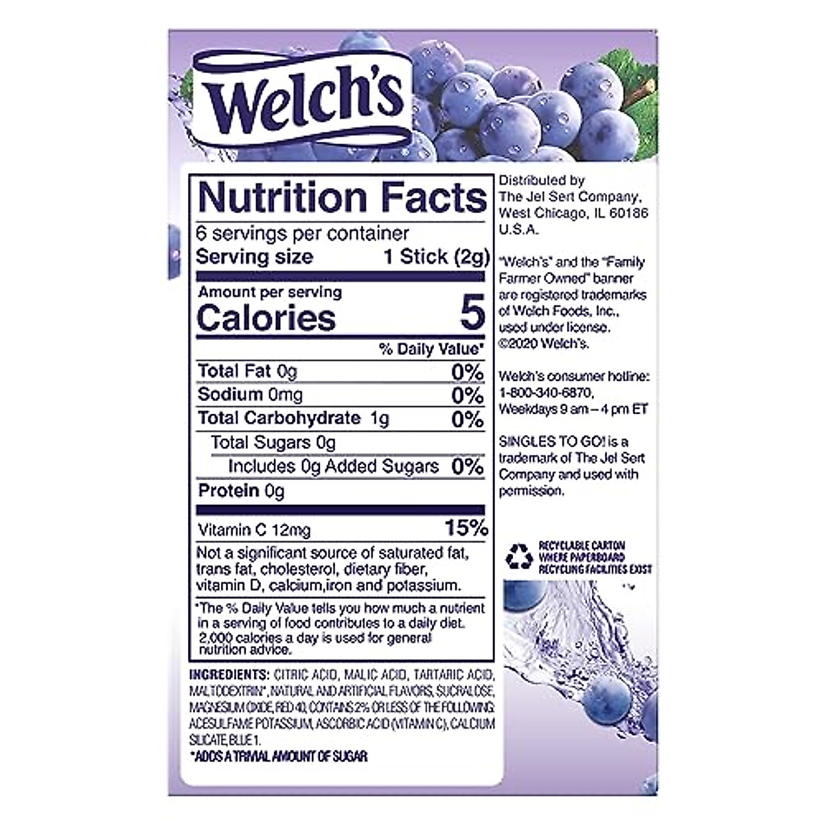 Welch's Singles to GO! Drink Mix Variety Pack - Cherry Pomegrante, Strawberry Peach, Passion Fruit and Grape
