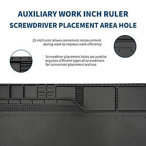 Htm-203 Black Magnetic Repair Work Mat Heat Resistant Large Silicone Soldering Mat Expand Work Area for Soldering, Electronics, Computer Repair Etc
