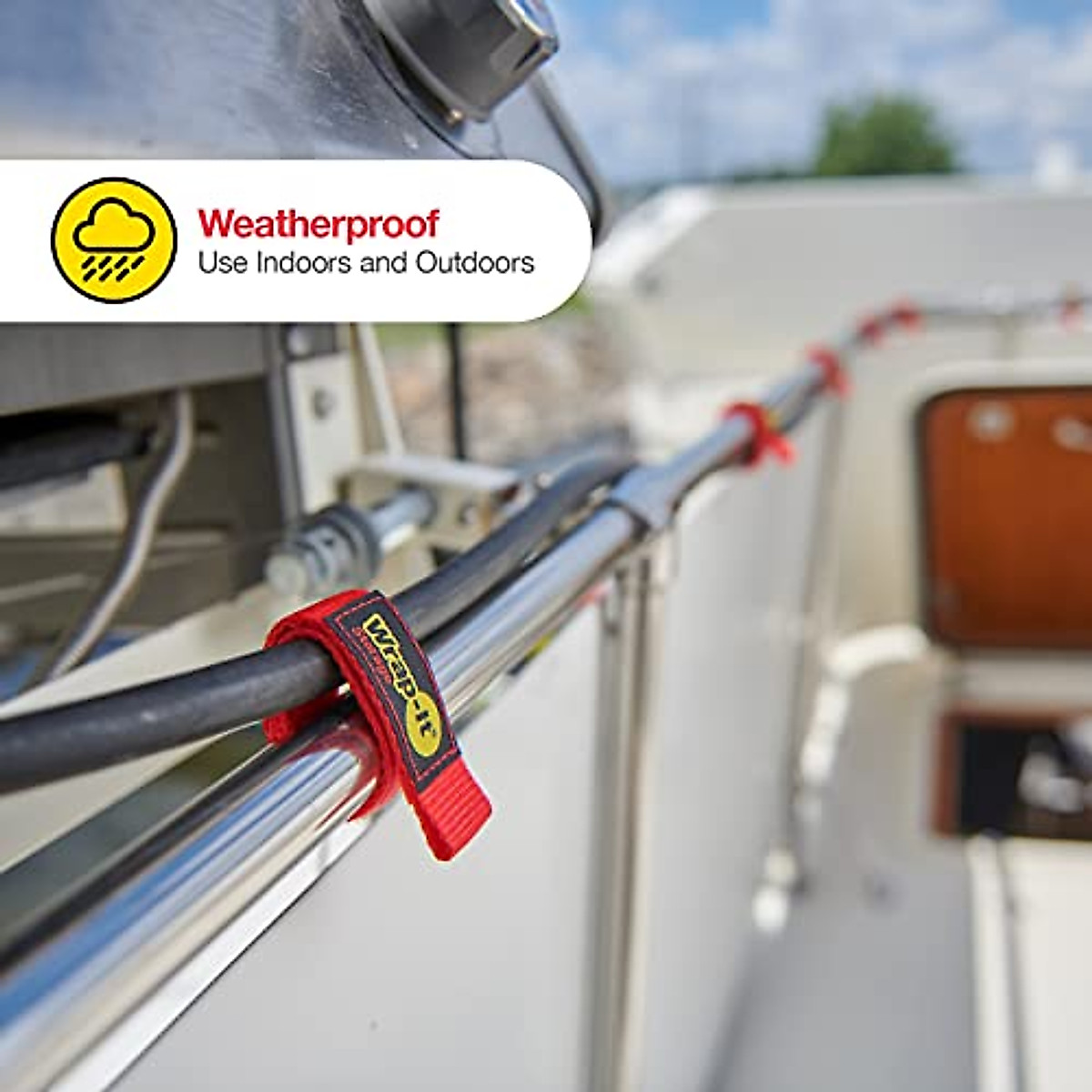 Wrap-It Storage Quick-Strap Cord Wraps, 9 inch (12 Pack) Red - Hook and Loop Strap, Extension Cord Holder Gifts for Boat, Rope, Hose, and Cable Storage and Organization