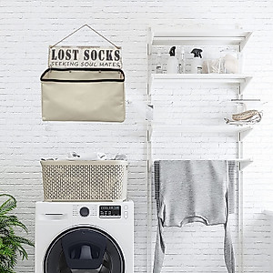 Laundry Room Wall Décor Accessories Canvas Bag Basket Lost socks Funny Wood Sign Organization