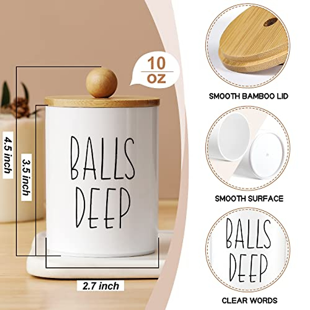2 Pack Apothecary Jars with Bamboo Lids for Bathroom Organization - Qtip Holder and Cotton Ball Dispenser- Rustic Farmhouse Home Decor Clearance Gift - Cute Bathroom Organizer Canisters, Accessories