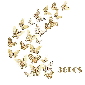 Seasonsky 108PCS 3D Butterfly Wall Stickers Wall Decal Decor Art Decorations Sticker Removable Hollow Butterfly 3 Sizes for Room Home Classroom Offices Bedroom Decor