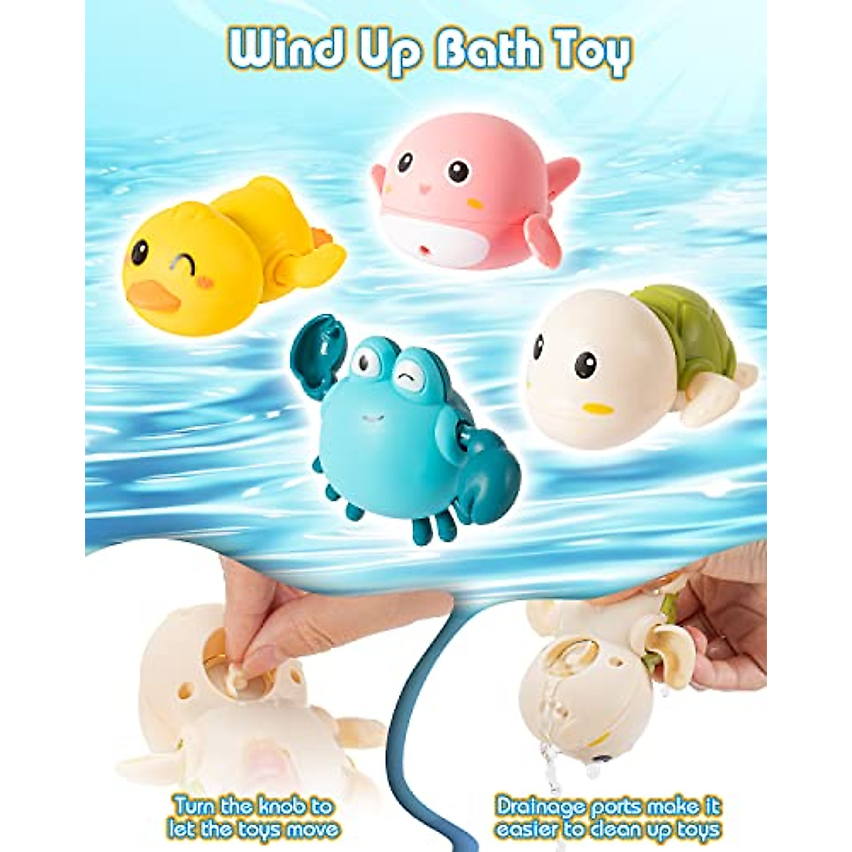 Bath Toys for Toddlers 1-3 Years Old, Preschool Bathtub Water Toys for Kids Ages 4-8, Durable Interactive Infant Toys for 6 to 12-18 Months, STEM Kit Birthday Gift for Baby Boys Girls