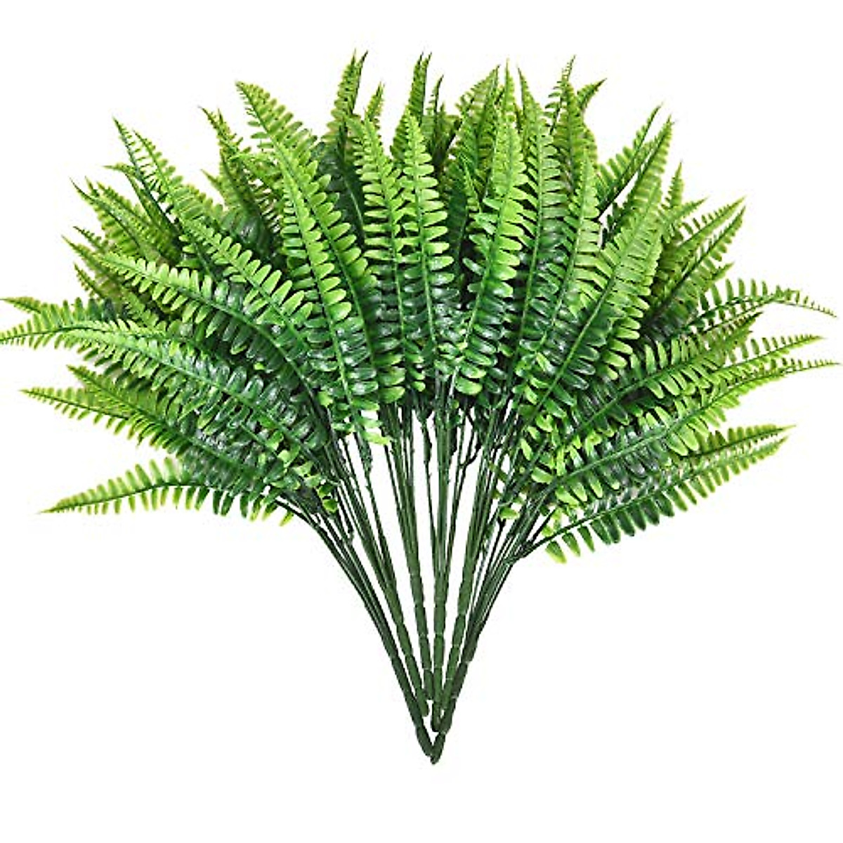 Artflower 6 PCS Artificial Shrubs Fake Boston Fern Plants Natural Fern Bushes UV Resistant Greenery Bunches Faux Plants Shrubs for Home Office Veranda Garden Indoor Outdoor Decor, Green