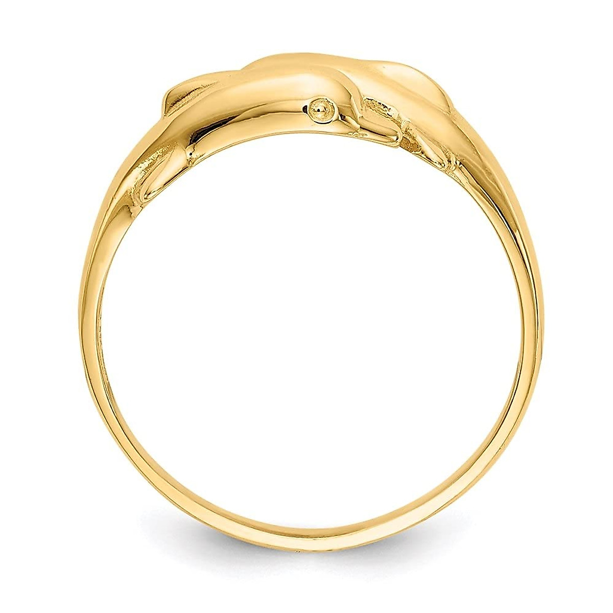 Diamond2Deal 14k Yellow Gold Double Dolphin Ring Size 6