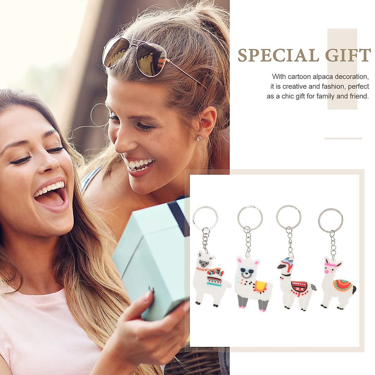 SEWACC 12 Pcs Llamas Alpaca Keychain Cute Cartoon Animal Key Ring PVC Keyring Pinata Stuffers Creative Key Holder for Kids Alpaca Themed Party Favors