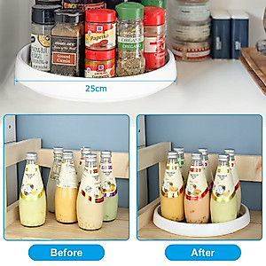 FVIEXE 3PCS Non-Skid Cabinet Lazy Susan Turntable 10 Inch, 360 Degree Rotating Kitchen Spice Rack Spinning Lazy Susan Turntable Organizer, Pantry Countertop Vanity Bathroom Display Stand White / Gray