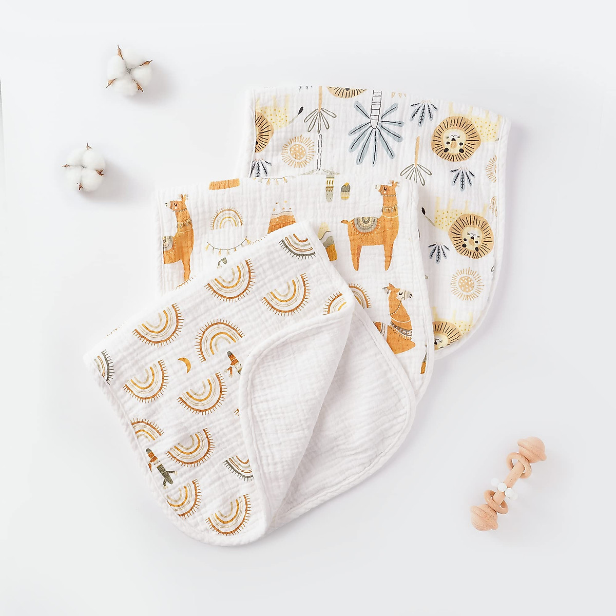 MairMore 5 Pack Muslin Baby Burp Cloths- Neutral Muslin Burping Cloths for Baby Boys Girls and Newborn Towel, Unisex- Large Absorbent Burp Cloths-20 x10 Inches