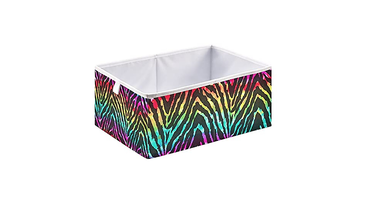 Rainbow Zebra Print Storage Basket - Stylish & Functional