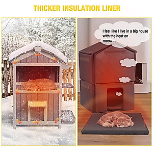 Aivituvin Outdoor Cat House with 100% Insulated Liner Weatherproof Feral Cat Shelter, Heated Cat House for Winter