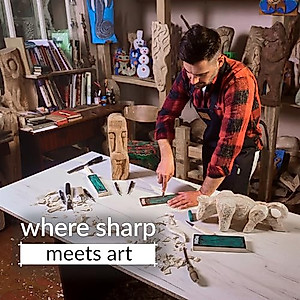 Hutsuls Brown Leather Strop with Compound - Get Razor-Sharp Edges with Stropping Kit, Green Honing Compound & Vegetable Tanned Two Sided Knife Sharpener Step-by-Step Guide Included