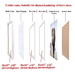 WOFFMX 16x16 Diamond Painting Picture Frames 18x18 Diamond Art Frames Wood ,Display Pictures16x16 Inch 40x40 cm with Mat or 18x18 Inch45x45cm Without Mat, Diamond Embroidery Photo Frame Diamond Art