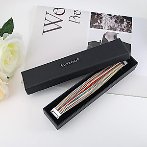 hotoo Leather Wrap Bracelet for Women Colorful Bohemian Friendship Stackable Layered Bracelets Boho Multi Strand Bracelets Jewelry with Clasp for Teen Girls Sister and Mother