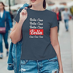 BANNER BUZZ MAKE IT VISIBLE Bella Ciao T-Shirt, Italian Quote Crew Neck Short Sleeve Adult Tee, 100% Soft Cotton - Unisex (Navy Blue, XX-Large)