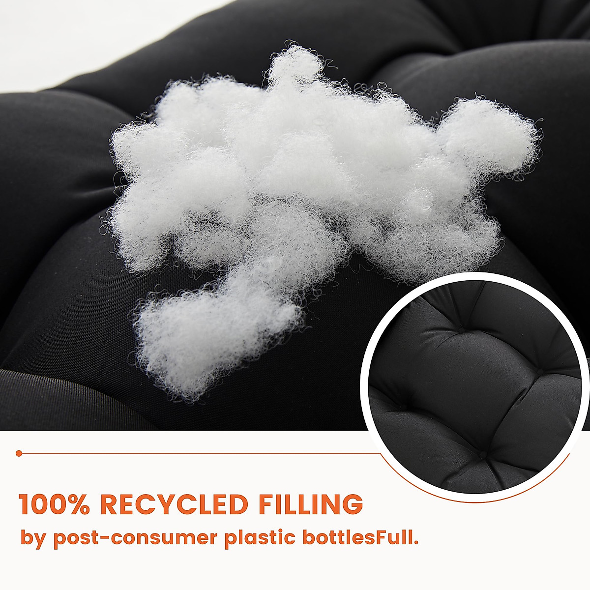 BLISSWALK Patio Chair Cushion for Adirondack,High Back Tufted Rocking Chair Cushion, Outdoor Seat Chair Cushion 48"x21"x4" inch, Sunscreen and Fade-Resistant,1Count,Black