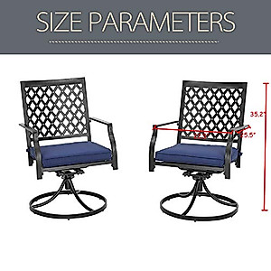 LOKATSE HOME Patio Swivel Rocker Chairs Furniture Metal Outdoor Dining Chairs with Cushion Set of 2