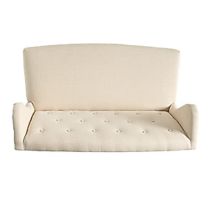 Christopher Knight Home Adrianna Wingback Button-Tufted Fabric Loveseat, Natural Plain