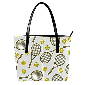 Women's Large Size Canvas Shoulder Bag Hobo Crossbody Handbag Casual Tote, Seamless Tennis Racket