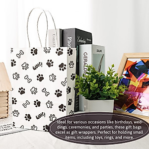 Shindel 16PCS Gift Bags, Animal Paw Prints Gift Bags with Handles Kraft Paper Retail Grocery Bags for Party Supplies Theme Party 5.5 x 2.8 x 7.9 inch