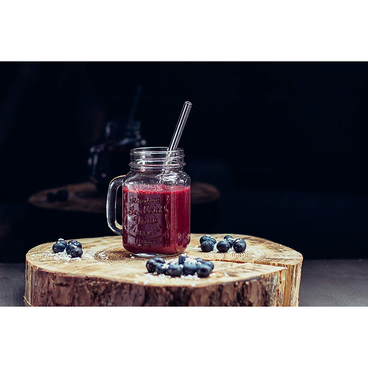 Halm Glass Straws - 6x Reusable 8 inch Drinking Straws clear + Plastic-Free Cleaning Brush - Made in Germany - Dishwasher Safe - Straight - Perfect for Smoothies, Cocktails