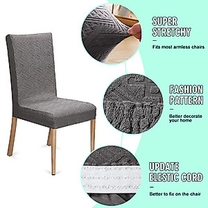 Dining Room Chair Covers Set of 4, Stretch Parsons Chair Slipcover Removable Washable Kitchen Chair Protector for Dining Room Hotel (Dark Gray)