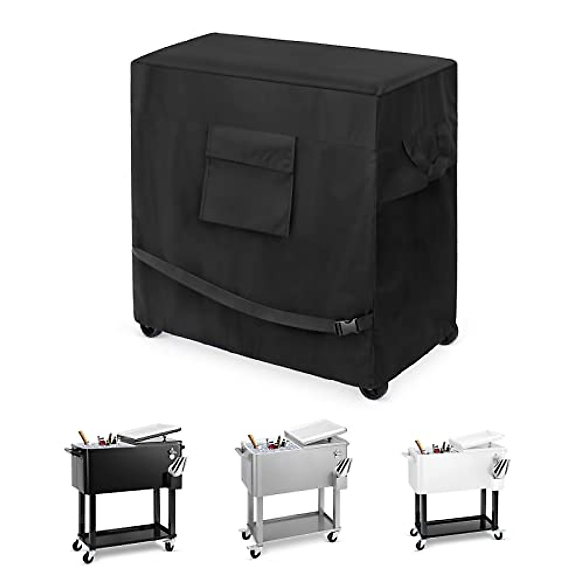EDOSTORY Cooler Cart Cover, Waterproof UV Resistant 600D Oxford Fabric Fit for Most 80 Quart Rolling Ice Chest Cooler Upto 34L x 20W x 32H inch, Black