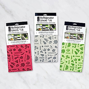 DII Fridge Liner Collection Non-Adhesive, Cut to Fit, 12x24, Green Veggies, 6 Piece