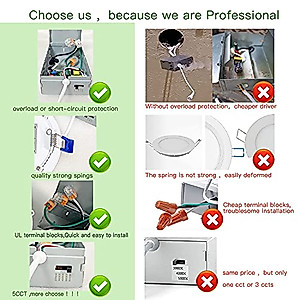 zouzai 12 Pack 4 Inch 5CCT Ultra-Thin LED Recessed Ceiling Light with Junction Box, 2700K/3000K/3500K/4000K/5000K Selectable, 9.5W 80W Eqv, Dimmable, led can Lights - ETL Certified