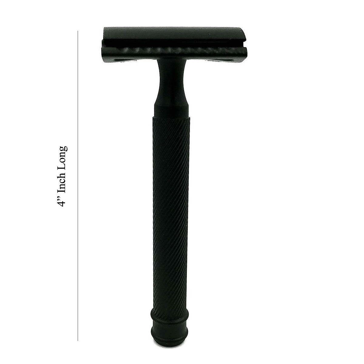 Krisp Beauty Stainless Steel Long Handle Black Safety Razor for Men - Double Edge Razor - Fits All Double Edge Razor Blades - Comes With 5 Shaving Blades