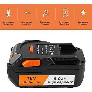ARyee 18V 6000mAh Battery Replacement Compatible with RIDGID 18V Drill R840087 R840083 R840086 R840085 R840084 Cordless Tools Lithium Ion Battery, 2 Pack