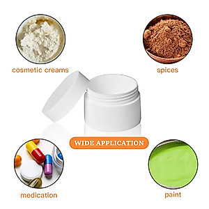 Plastic Containers Akamino White Plastic Lotion Jar with Inner Liners and Dome Lids for Make-up Cosmetic, Creams, Lotions, Refillable Travel Airtight Container Storage (1.25 Oz, 37 ML, 12 PCS)