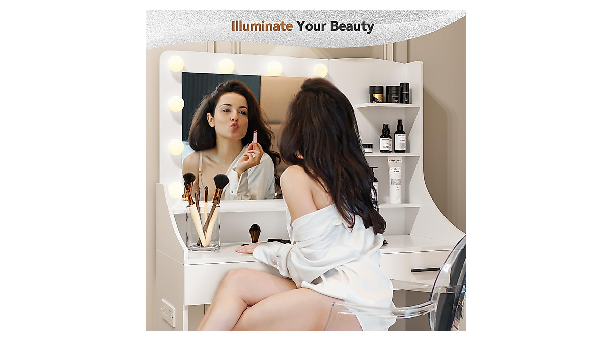 Dehado Vanity Desk: Stylish Makeup Table with Lights