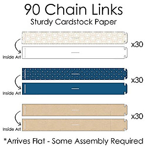Big Dot of Happiness Happy Passover - 90 Chain Links and 30 Paper Tassels Decoration Kit - Pesach Jewish Holiday Party Paper Chains Garland - 21 feet