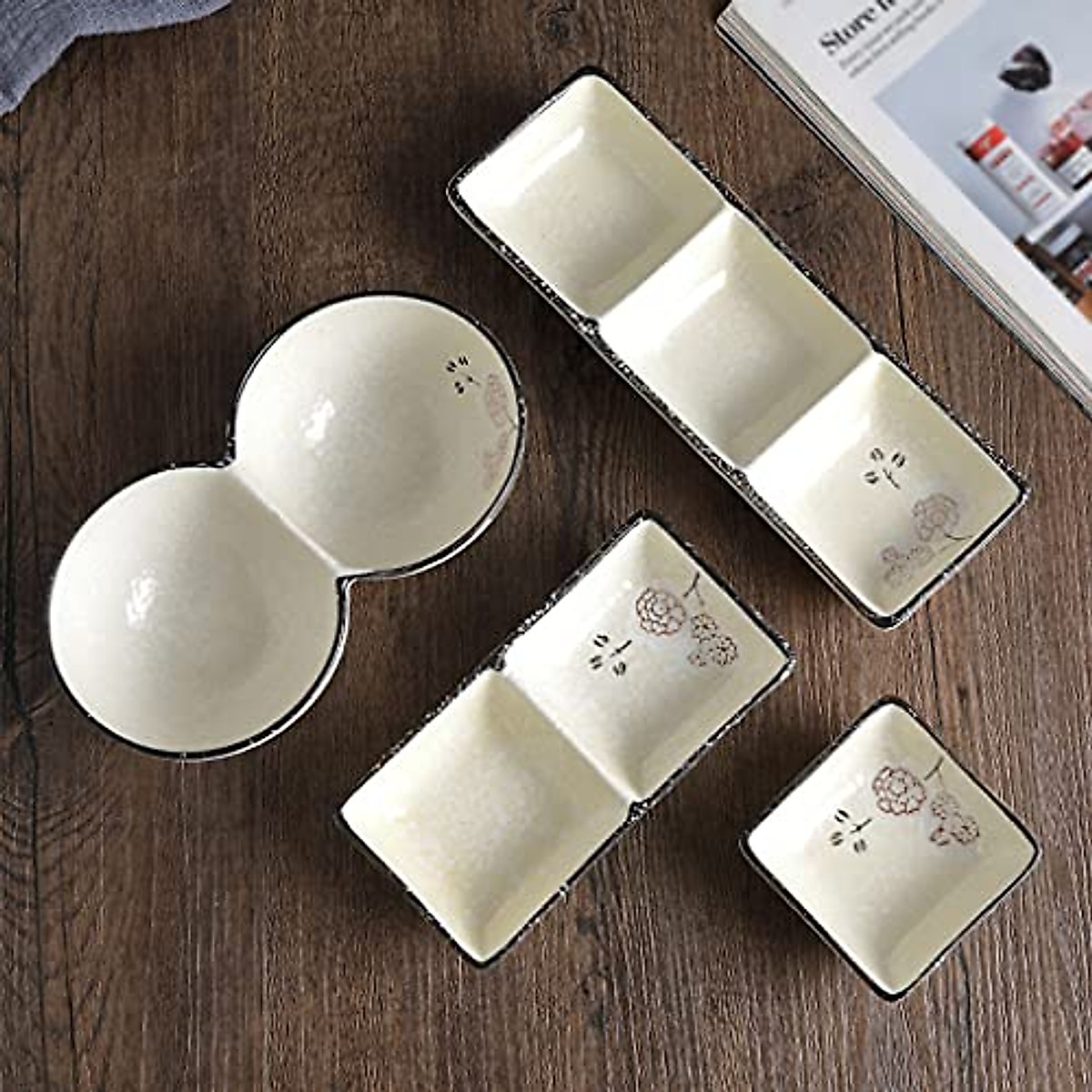 OUSIKA Ice Cream Porcelain Bowl-Snack Bowl Dessert Salad Bowl for Microwave Oven Dishwasher Refrigerator 4 Pieces Plates