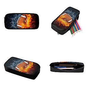 Sannovo Fire Water Football Designs Backpack Set 3 Piece School Bags for Teen Boys Lunch Bags Pen Holder