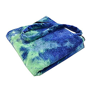 Wensdr Beach Chair Cover with Side Pockets Pool Towel Chaise Lounge Cover Microfiber Tie Dye Beach Towel for Holidays, Sunbathing (Blue)