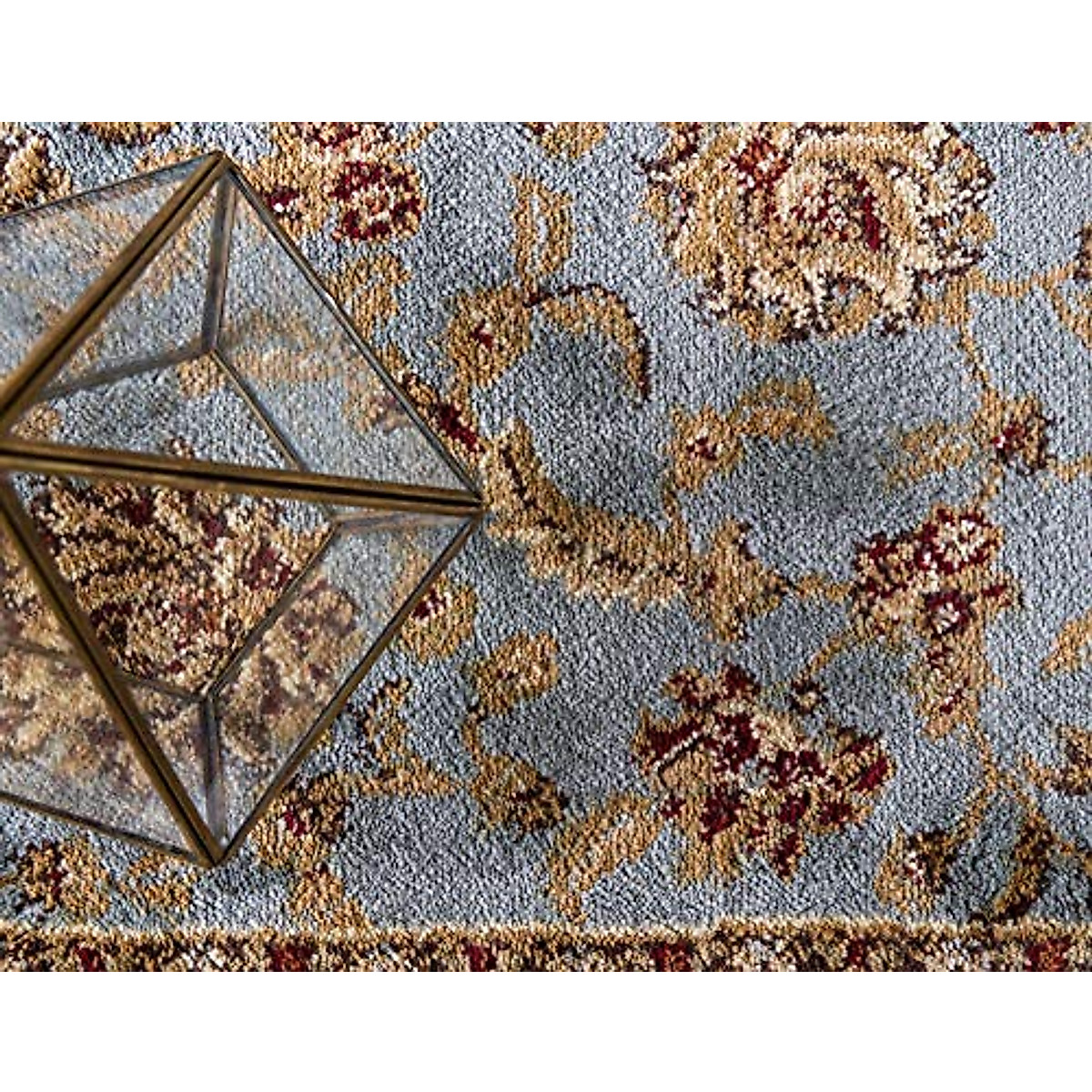 Unique Loom Voyage Collection Traditional Oriental Classic Intricate Design Area Rug (4' 0 x 6' 0 Rectangular, Light Blue/Gold)