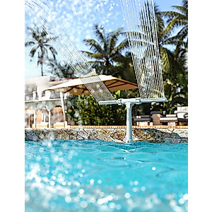 Pool Fountain for Above and In-Ground Pools, Adjustable Dual Spray Waterfall Sprinkler Cooler for Pool, Swimming Pool Spa Water Fountain, High-Pressure Pool Spray Fountain