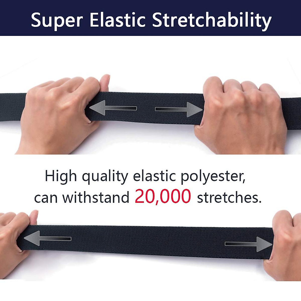 LionVII Men's Elastic Stretch Belts, Breathable Canvas Web Belt with Plastic Buckle for Work Outdoors, Easy Trim to Fit 27-46" Waist (Black)