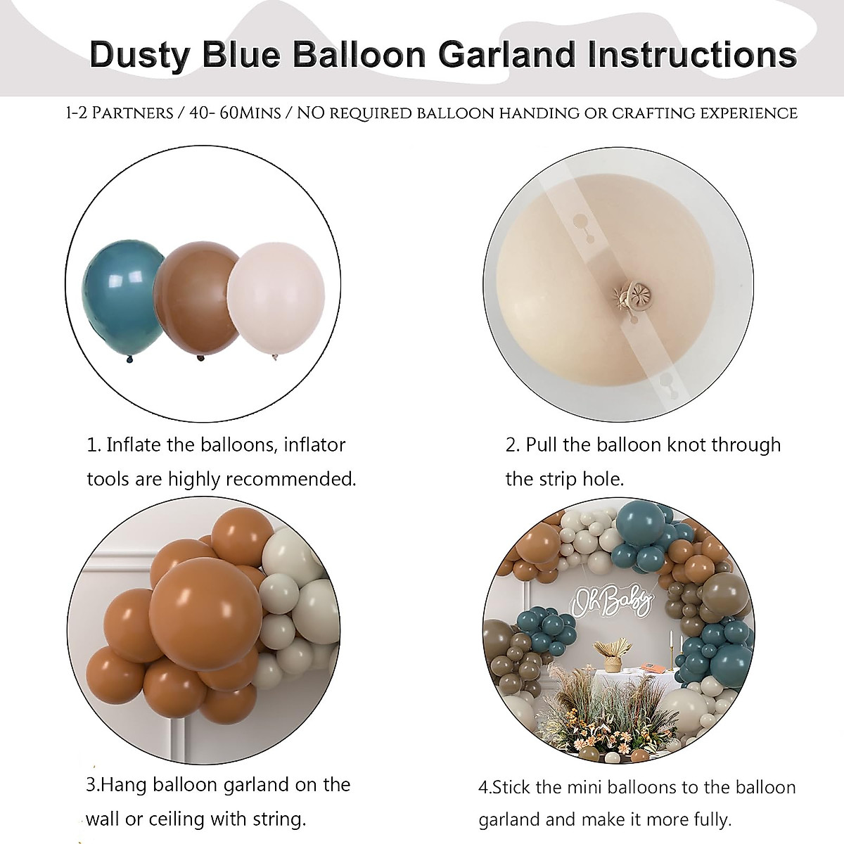 Dusty Blue Brown Balloon Garland Arch Kit Slate Blue Tan Coffee White Sand Balloons for Neutral Bear Baby Shower Birthday Decorations Jungle Safari Western Party Supplies