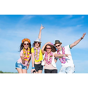 ZZSJNB 10 Counts Hawaiian Leis Necklace Leis Headbands Leis Tropical Luau Hawaii Silk Flower Lei Theme Party Favors Wreaths Headbands Holiday Wedding Beach Birthday Decorations