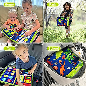 LearnToy Dinosaur Montessori Toys Preschool Learning Toys for Toddlers 1 2 3 4 Years Old, Toddler Busy Board-Educational Toys, Sensory Board, Autism Toys, Toddler Travel Activities Board Toy