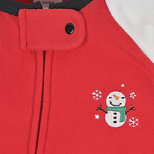 Gerber Unisex Baby Toddler Flame Resistant Fleece Footed Holiday Pajamas 2-Pack Red Black Snowman 18 Months