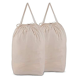 MCleanPin Washable Laundry Bags with Handles,Dirty Clothes Storage for College Dorm or Travel, Laundry Liner,2 Pack (Beige)