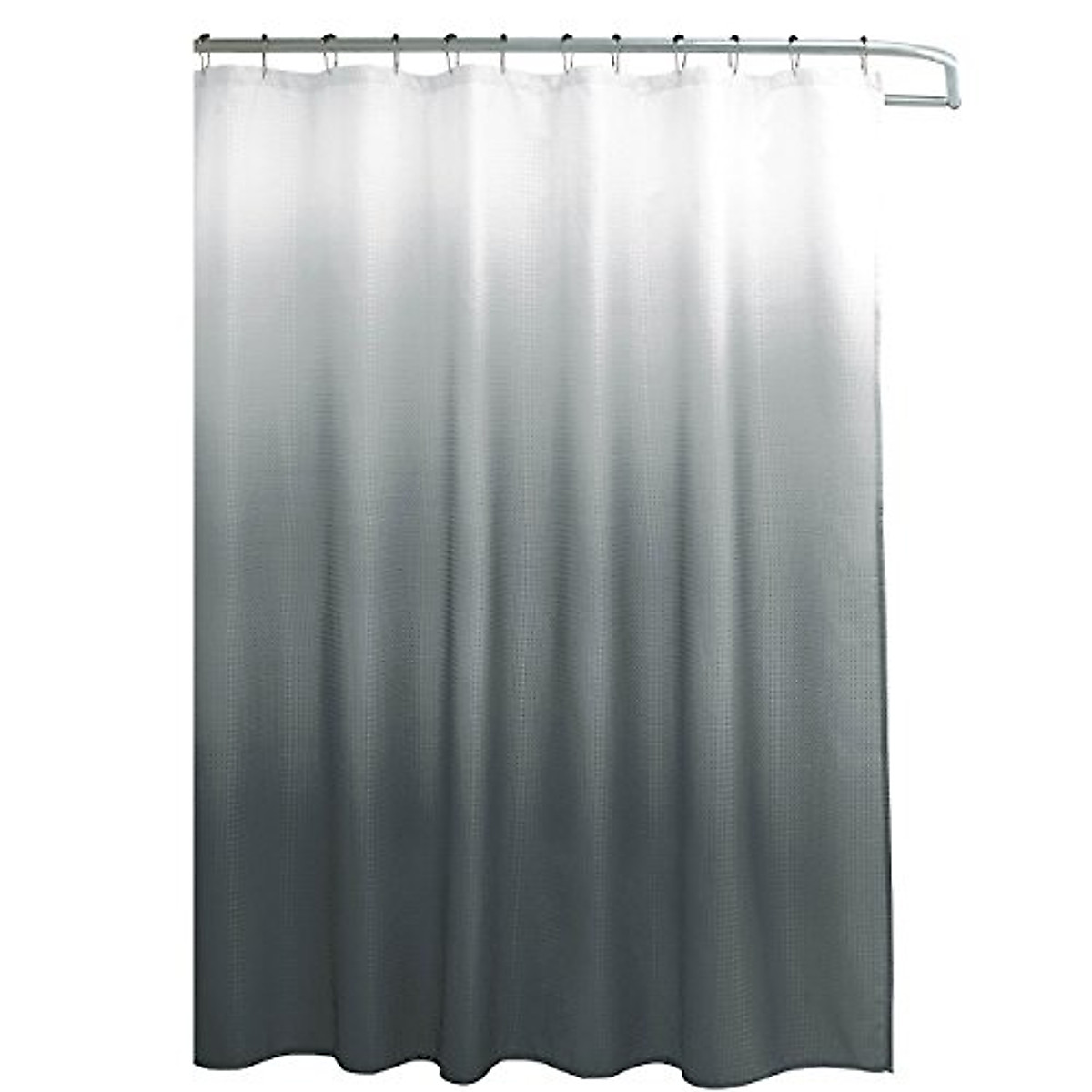 Creative Home Ideas Waffle Shower Curtain Set, 70" x 72", Dark Grey Ombre