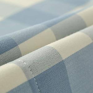 VOGOL Buffalo Check Valance for Windows, Blue and White Kitchen Garden Farmhouse Valance 18 Inch Long Rod Pocket Valance for Small Windows, One Panel