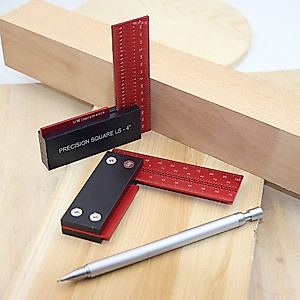 Singring Small Precision Square Ruler Woodworking Aluminum Square 90 Degree Measuring Ruler for Marking Woodworking (4 inch)