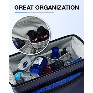BAGSMART Toiletry Bag for Men, Wide Opening Travel Toiletry Bag for Men, Dopp Kit Water Resistant Shaving Hygiene Bag for Bathroom Shower, Travel Size Toiletries, Travel Essentials - Navy